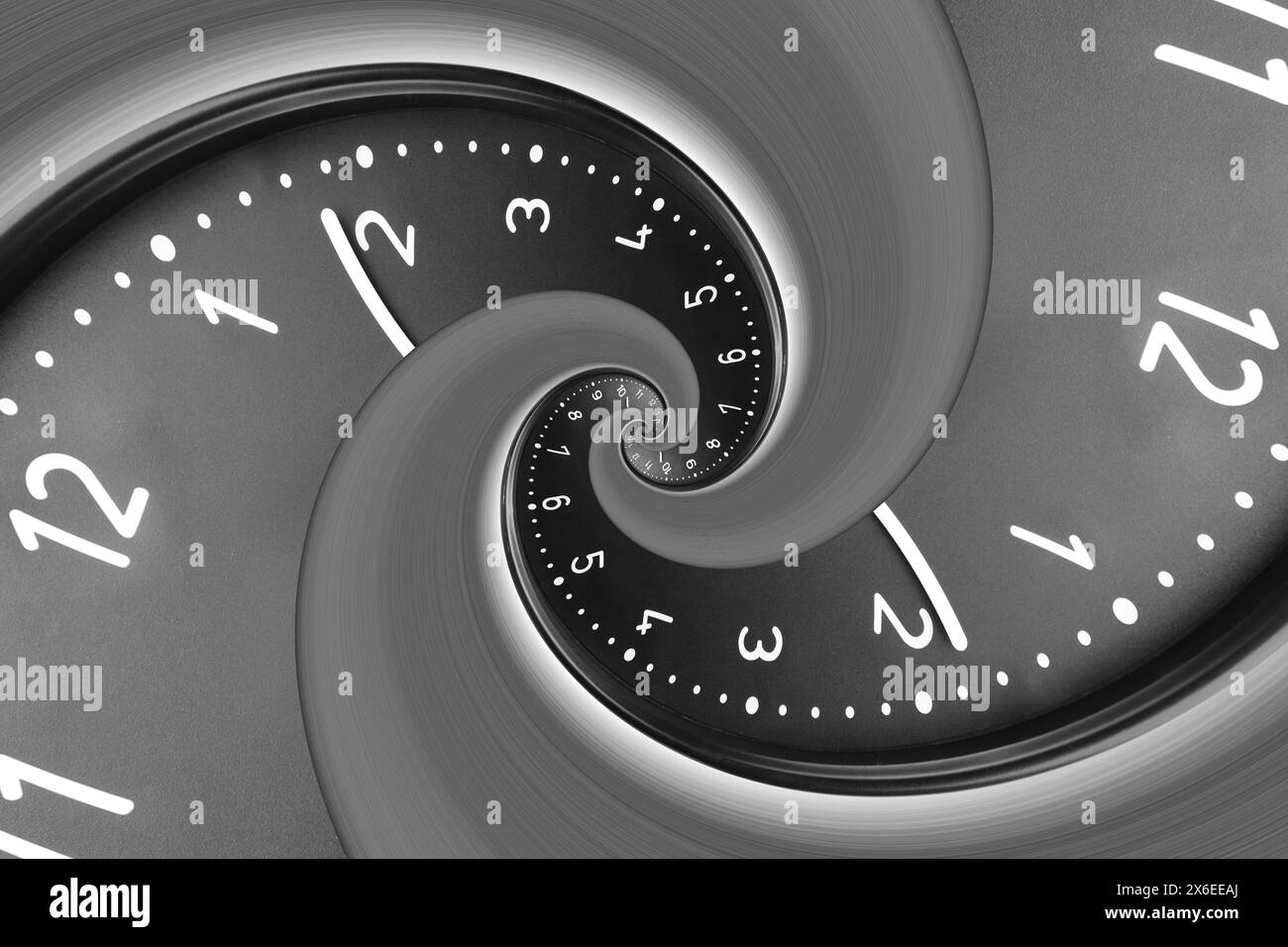 Infinity and other time related concepts. Black clock face twisted in ...