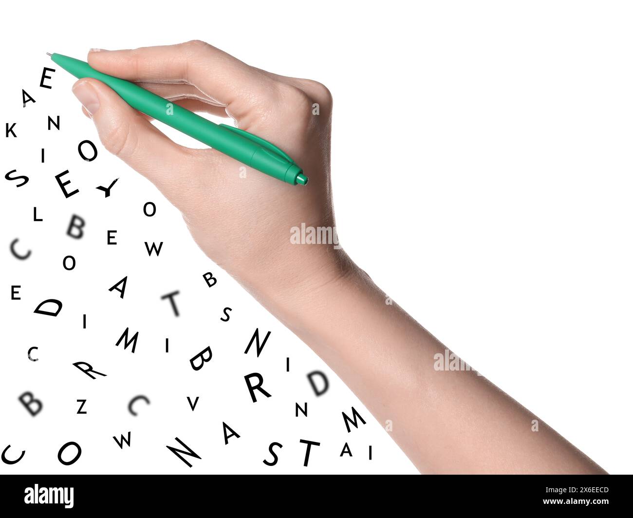 Letter green flying abstract Cut Out Stock Images & Pictures - Alamy