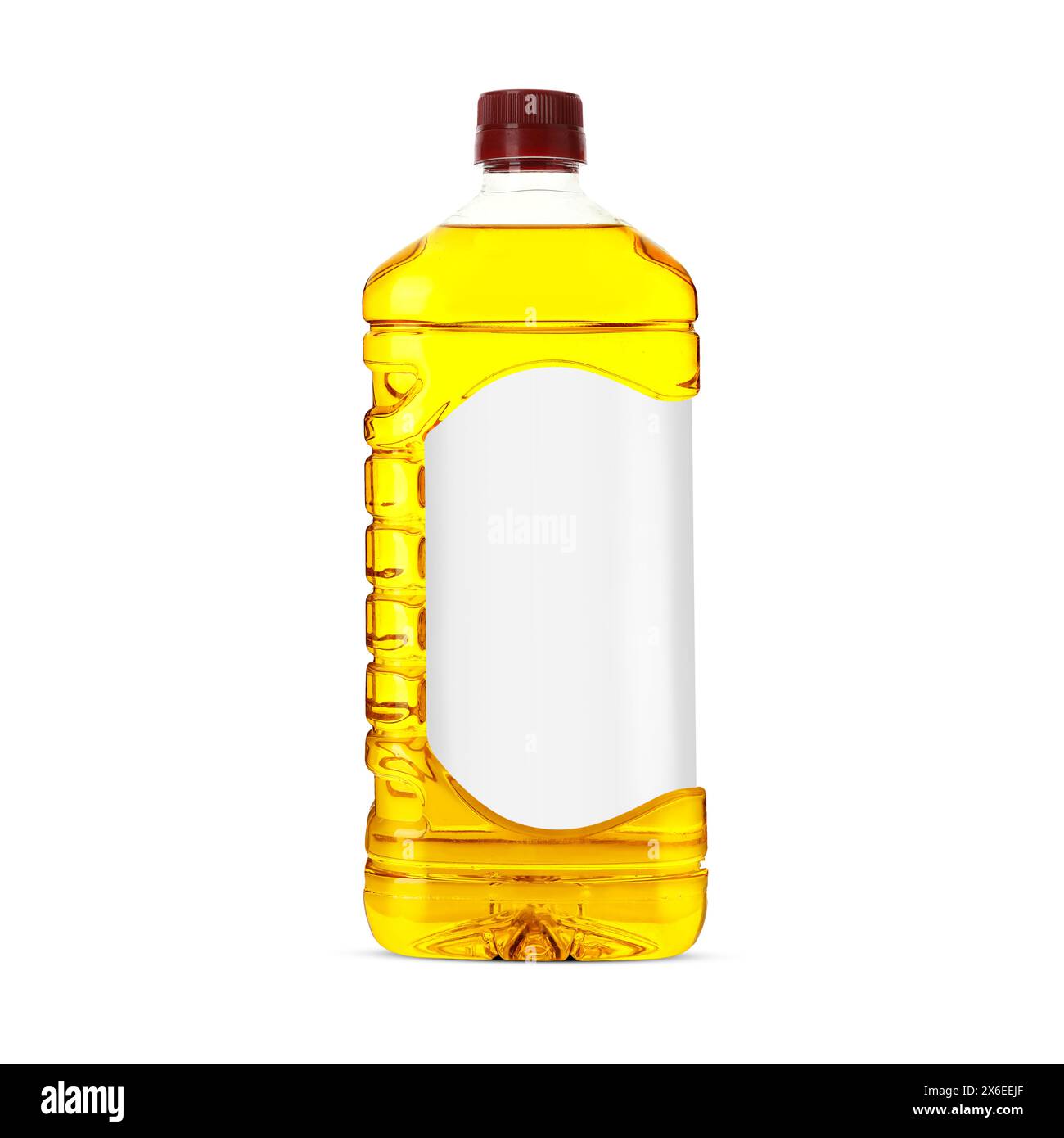 Cooking oil in plastic bottle with empty label isolated on white ...
