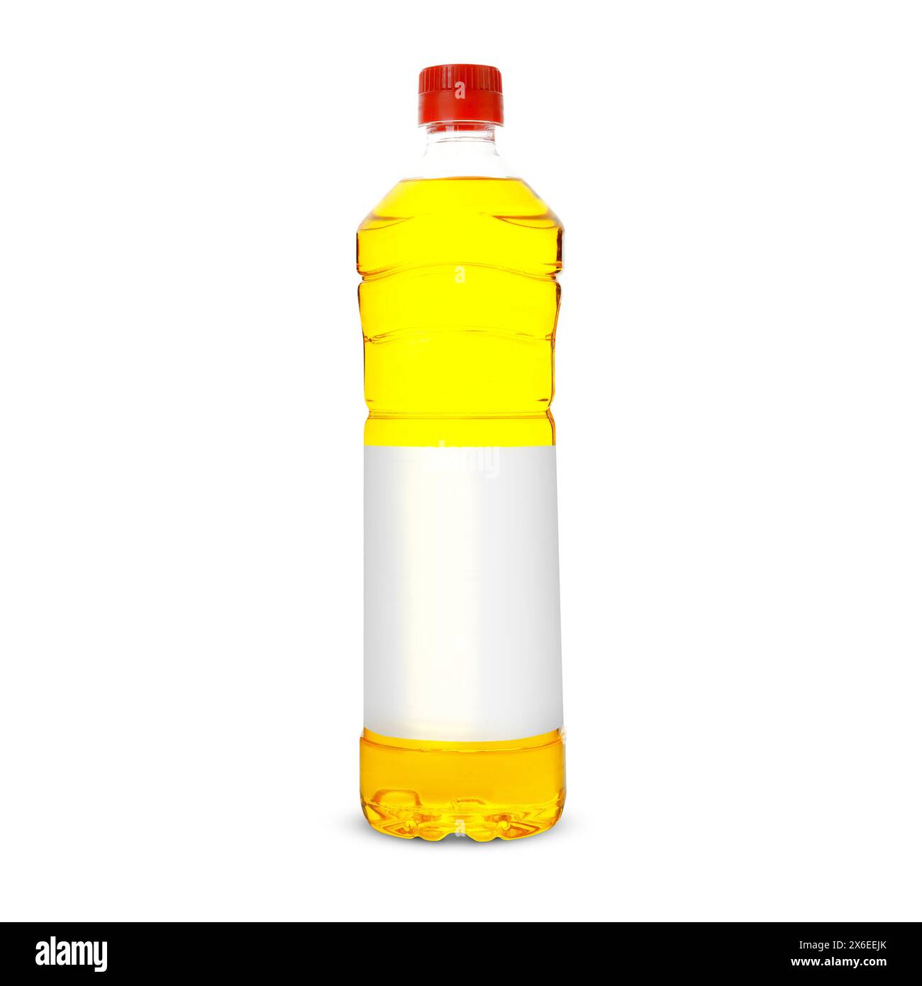 Cooking oil in plastic bottle with empty label isolated on white ...