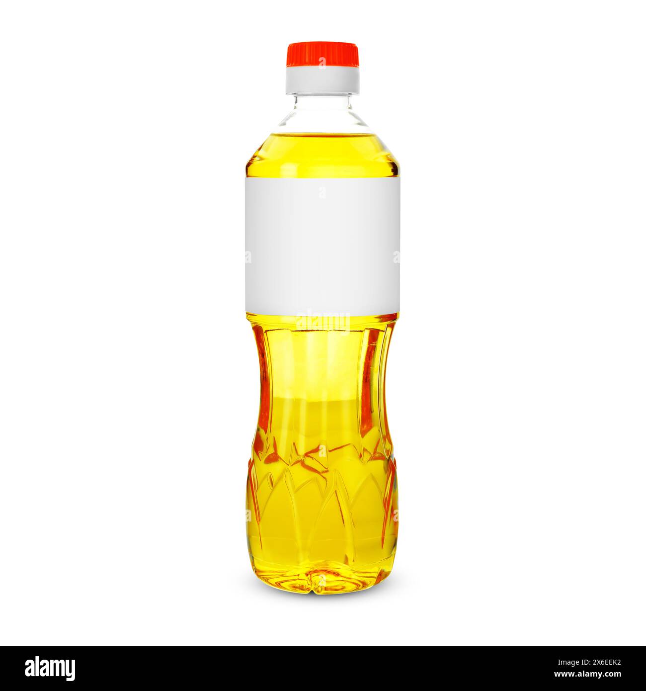 Cooking oil in plastic bottle with empty label isolated on white ...