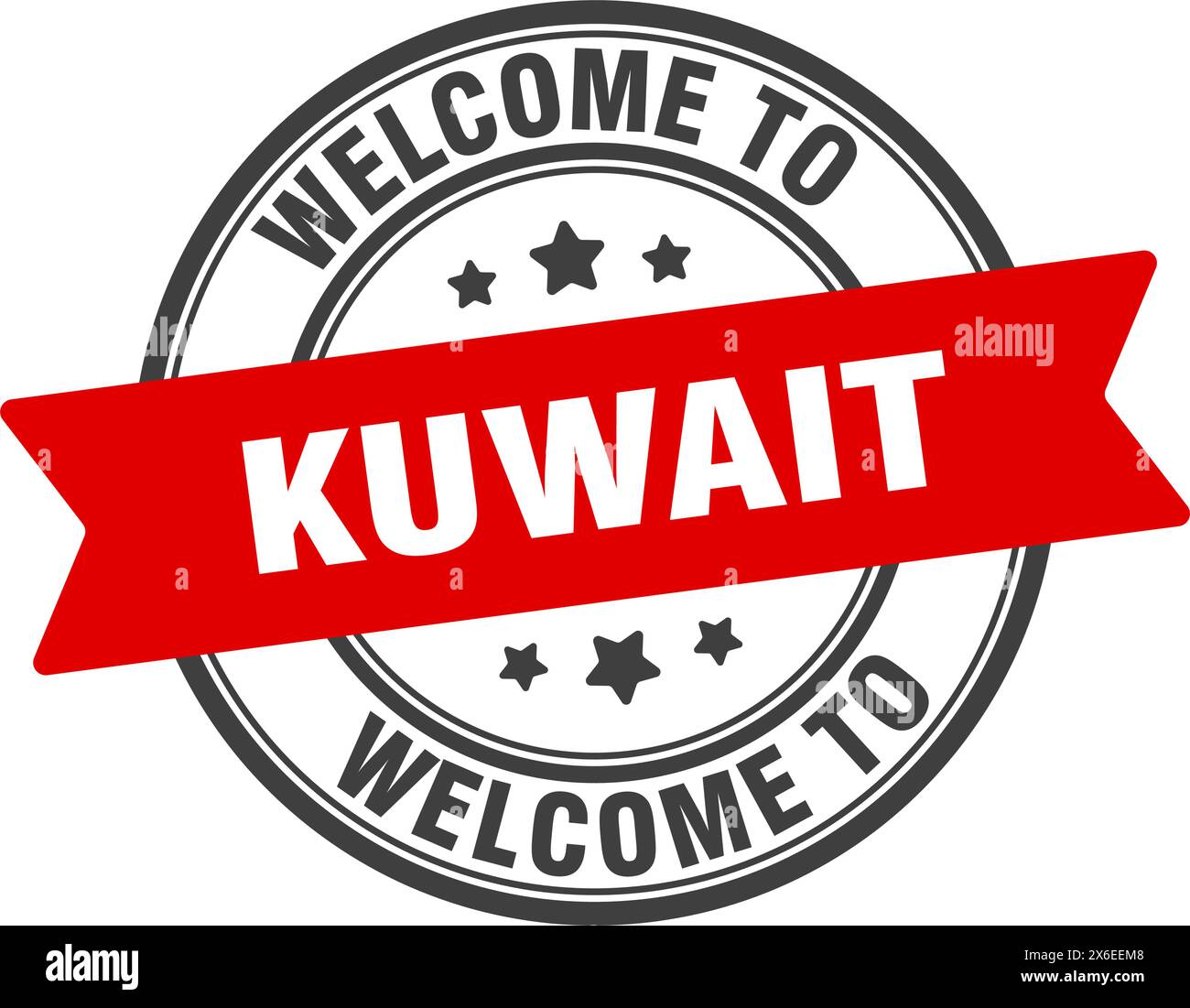 Welcome to Kuwait stamp. Kuwait round sign isolated on white background ...