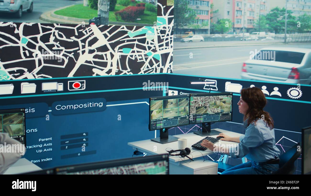Cargo shipping agency employees monitoring their cars and drivers to ...