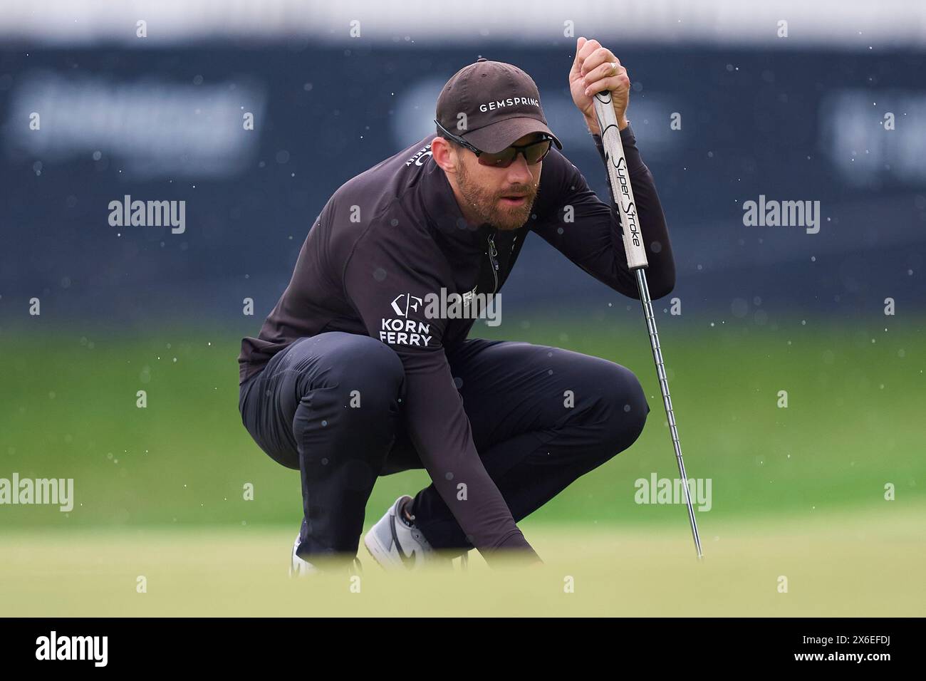 Patrick Rodgers of the United States in action during a practice round ...