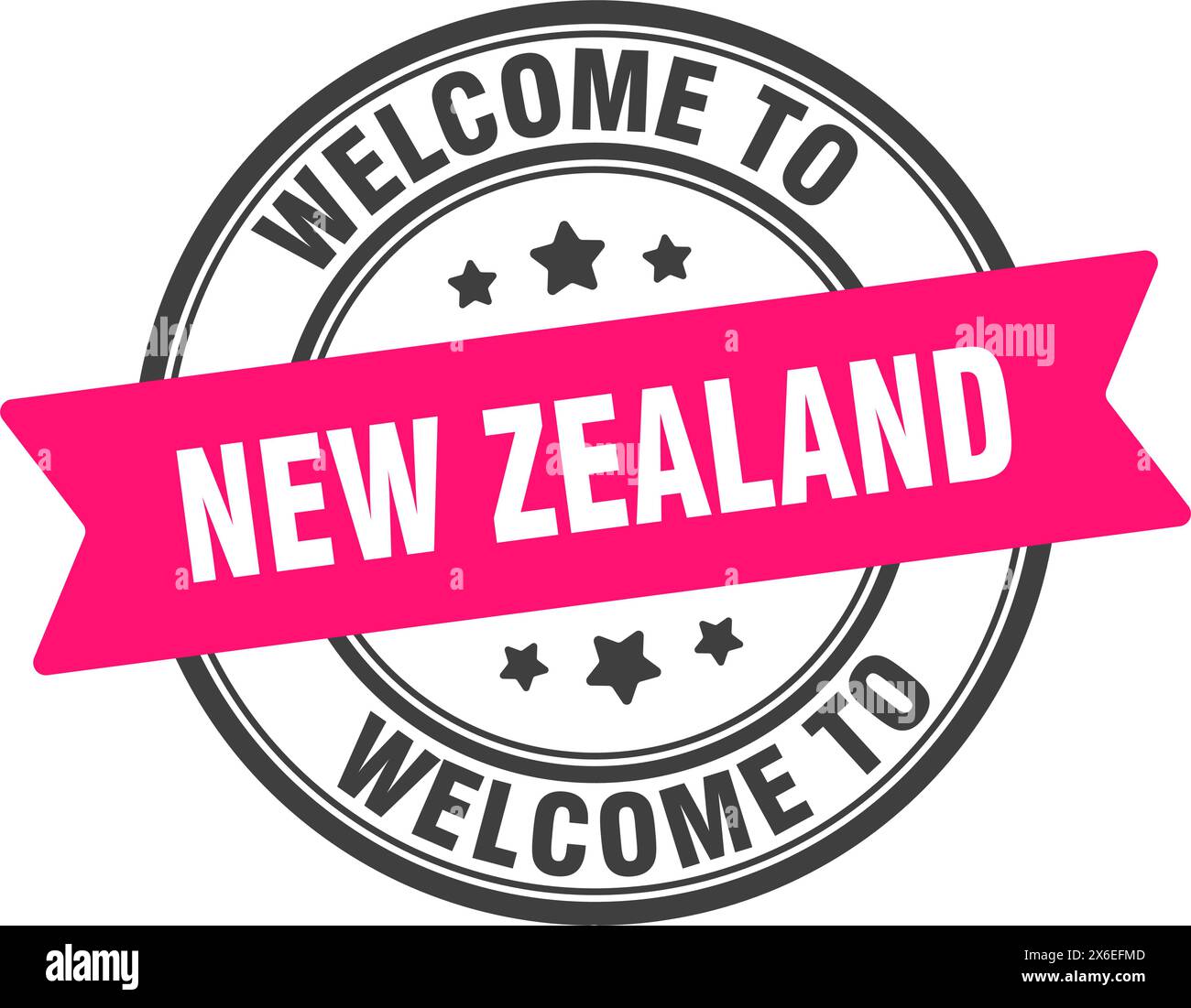 Welcome to New Zealand stamp. New Zealand round sign isolated on white ...