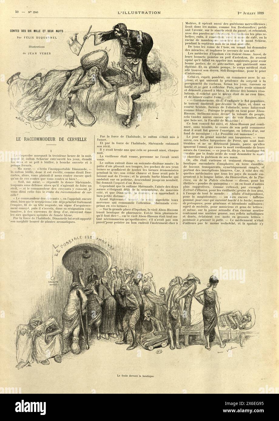 Vintage illustration from the story Contes des dix mille et deux nuits ...