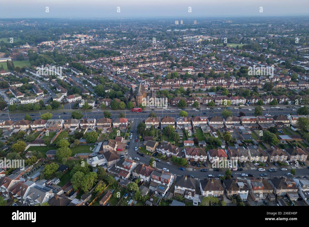 General aerial view of housing in Isleworth (TW7), London, UK Stock ...