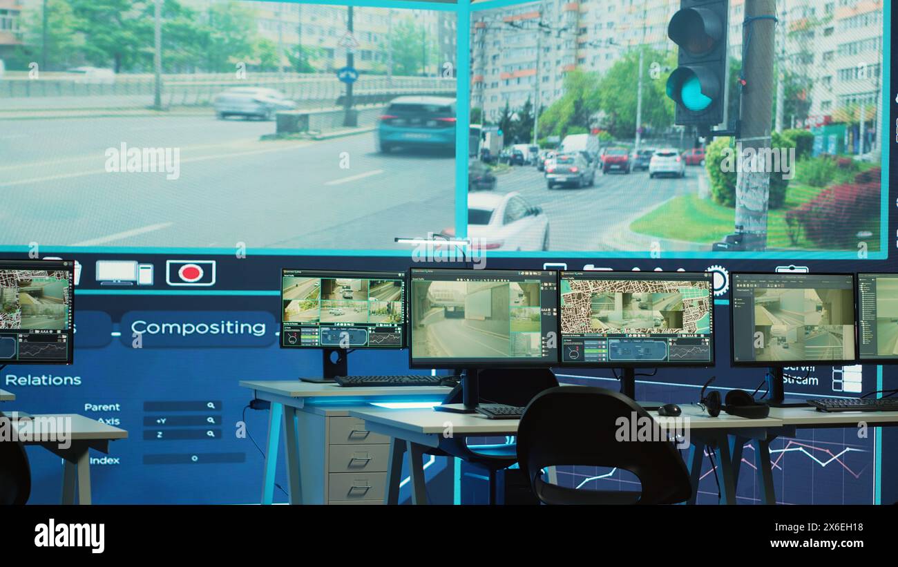 National protection agency headquarters with radar systems and ...