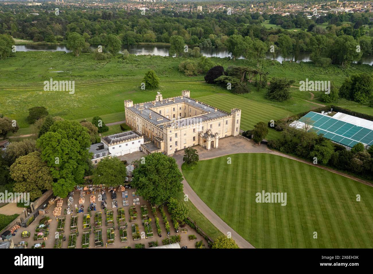 Aerial view of Syon House in Syon Park, Brentford, UK Stock Photo - Alamy