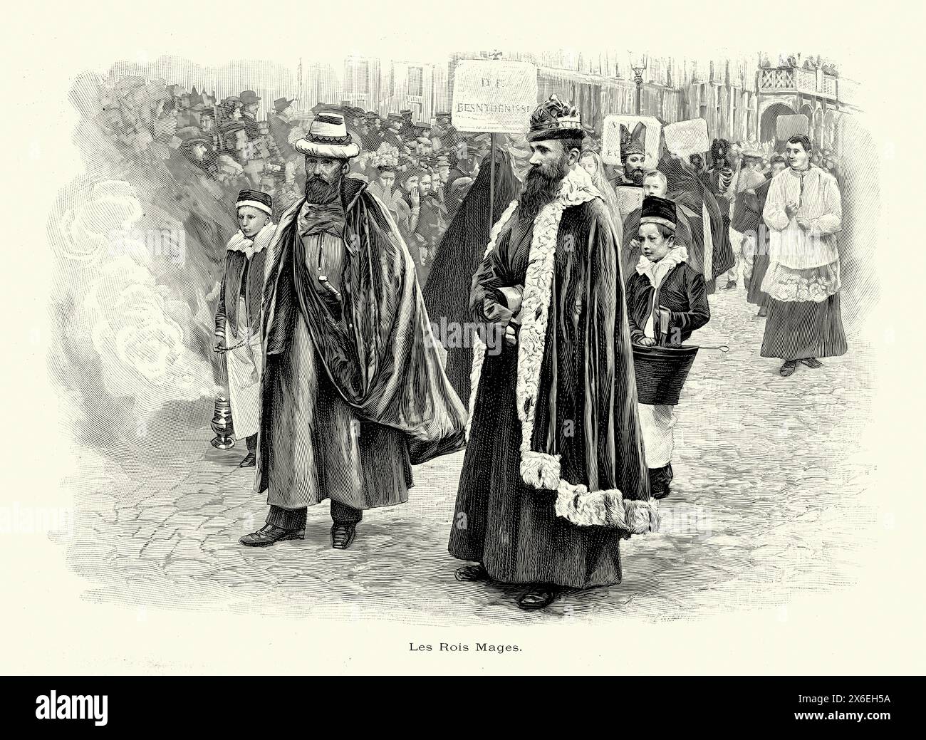 Vintage picture of Traditional Religious Procession, The Three Wise Men ...