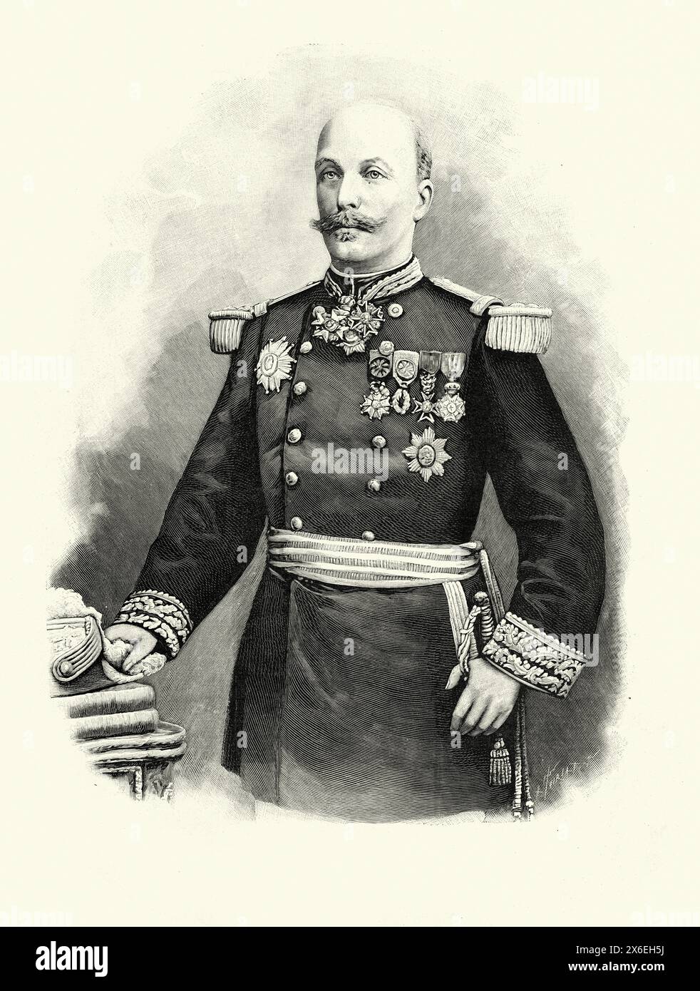 Vintage illustration, Oscar de Négrier, French general of the Third ...