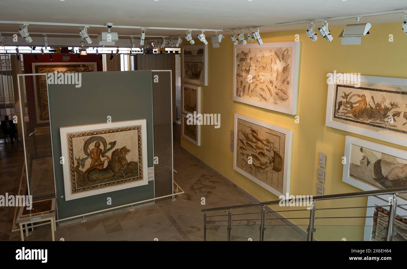 Collection of Roman mosaics displayed in Sousse Archaeological Museum ...