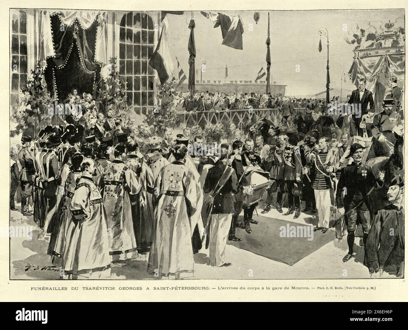 Vintage illustration, Funeral of Grand Duke George Alexandrovich of ...