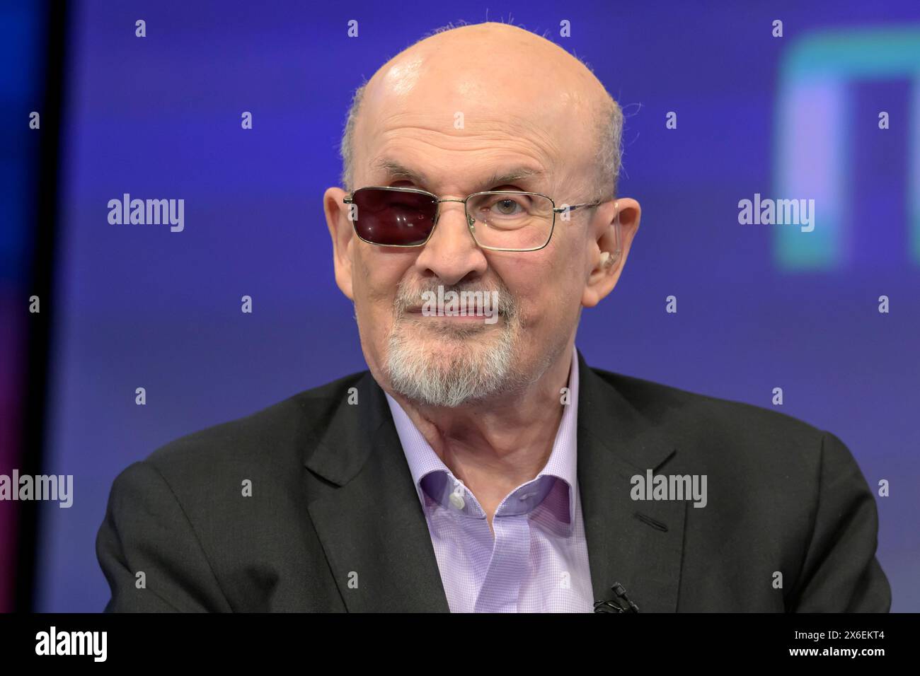 Berlin, Deutschland. 14th May, 2024. Sir Ahmed Salman Rushdie CH, Indian-British writer, Knife ...