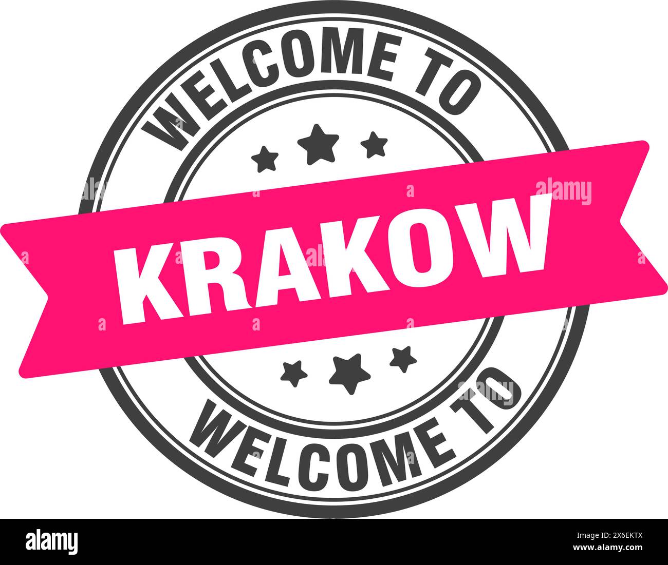 Welcome to Krakow stamp. Krakow round sign isolated on white background ...