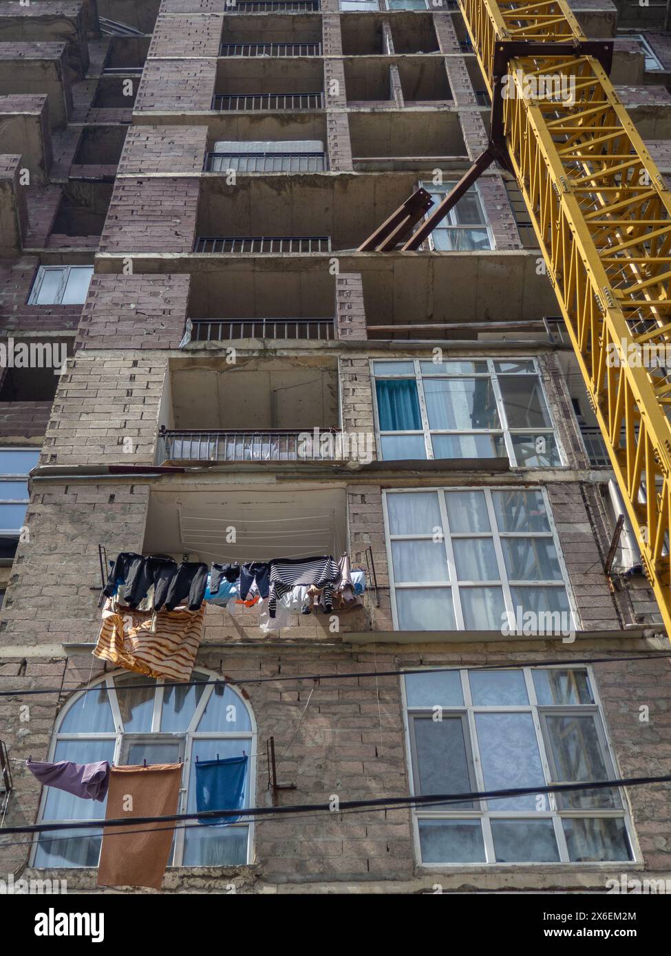 Construction industry. Old and new. Renovation. Construction of new ...