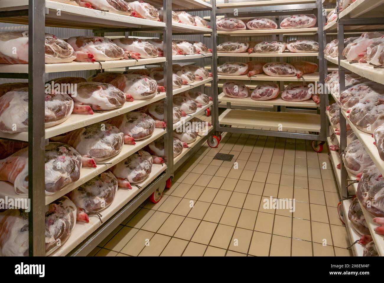 San Daniele del Friuli, Italy (11th May 2024) - Pork legs lying down on ...