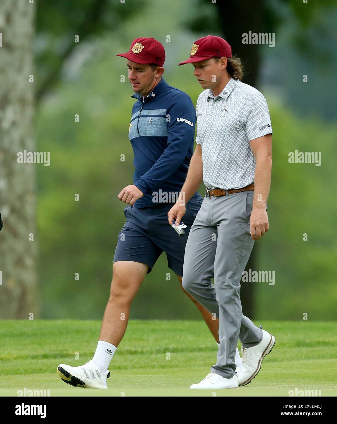 Lucas Herbert (L) and Cameron Smith (R) both from Australia talk as the ...