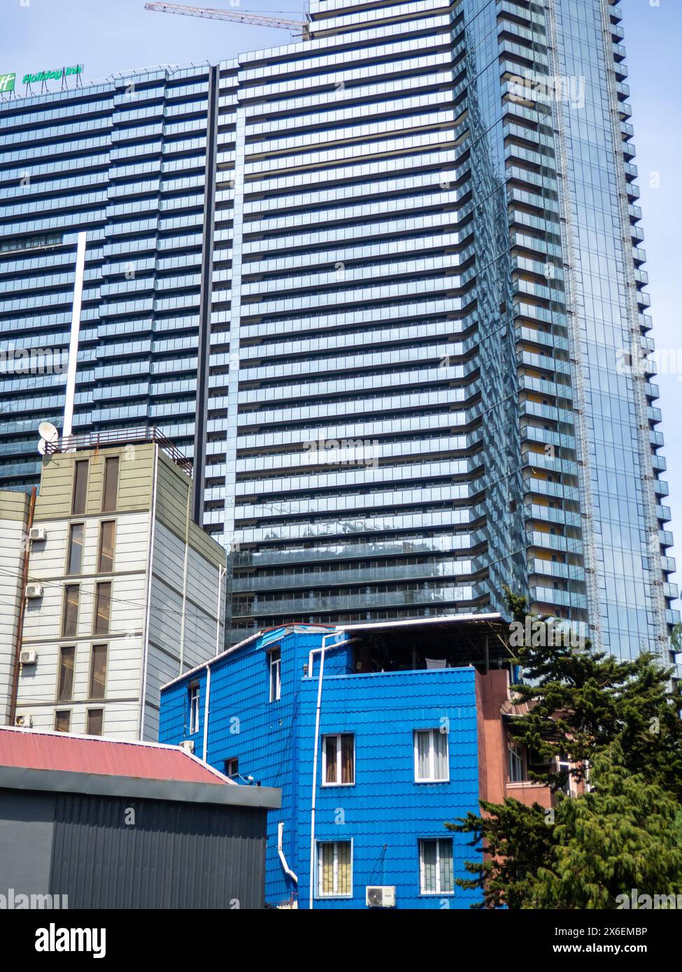 Construction industry. Old and new. Renovation. Construction of new ...