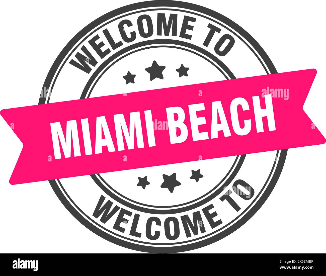 Welcome to Miami Beach stamp. Miami Beach round sign isolated on white ...