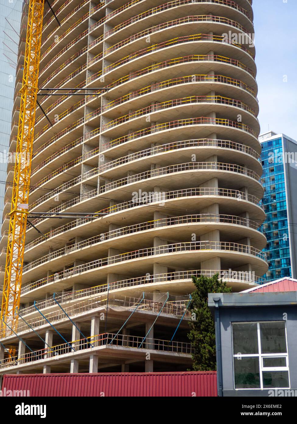 Construction industry. Old and new. Renovation. Construction of new ...