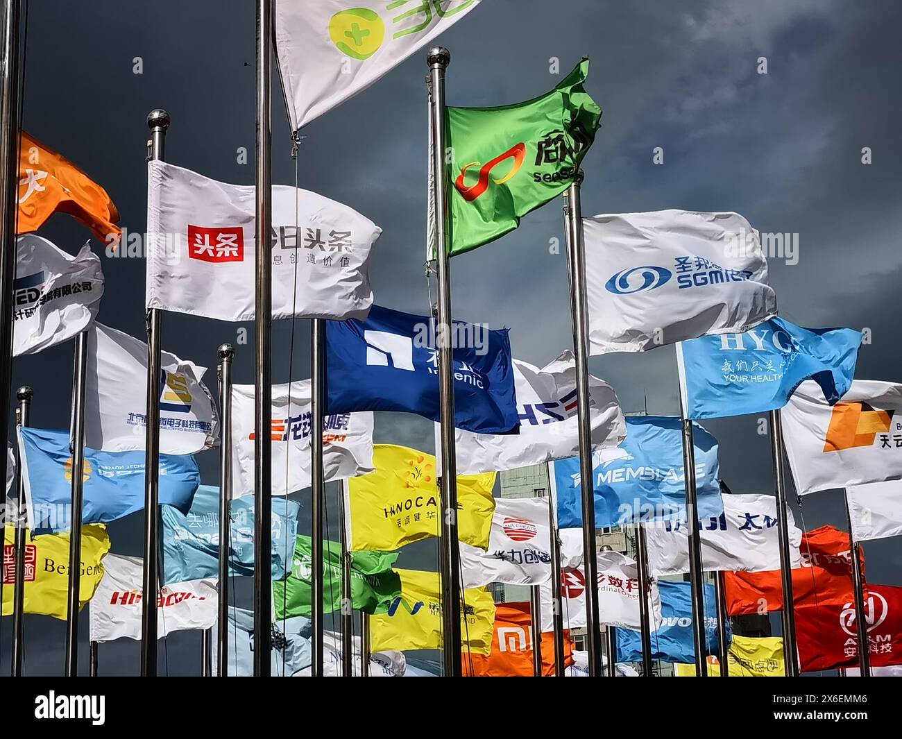 BEIJING, CHINA - MAY 14, 2024 - Factory flags of famous Chinese ...