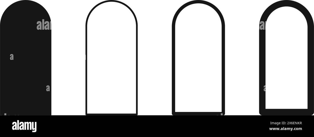 Set of arch frames. Window, door or portal arc shapes. Templates for ...