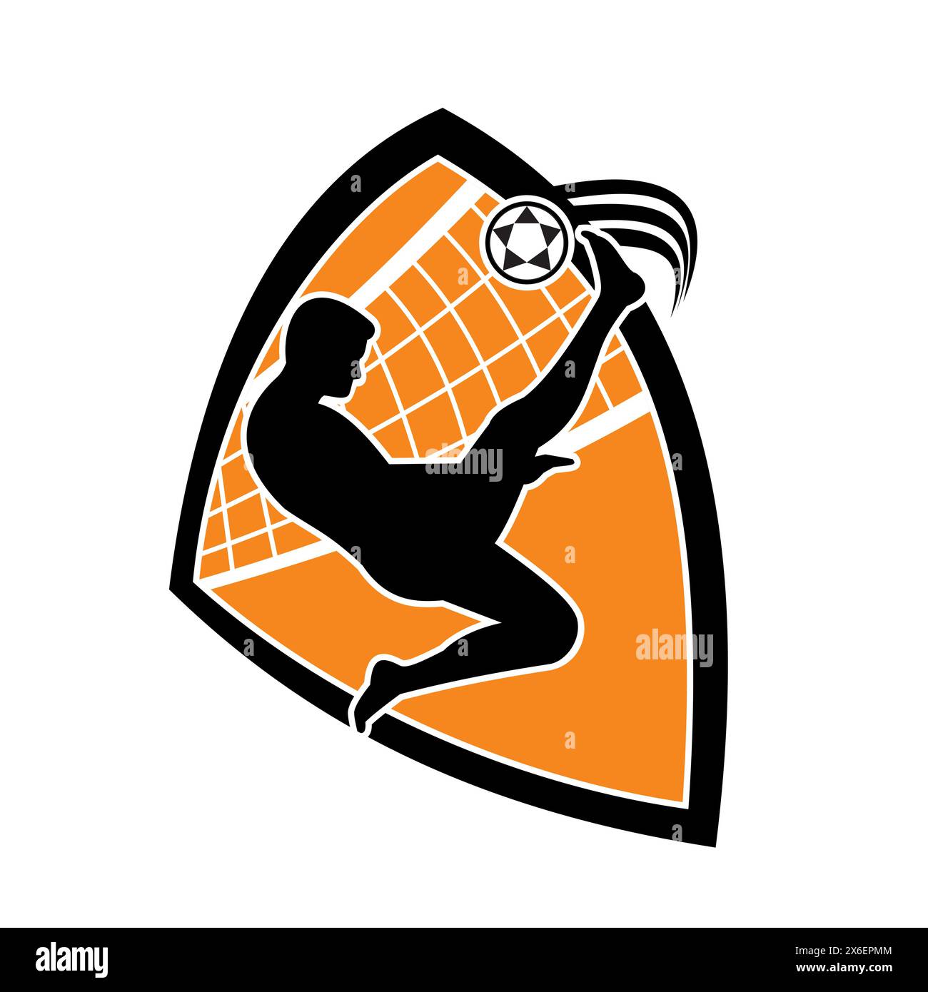 Mascot illustration of footvolley player doing a bicycle kick kicking ...