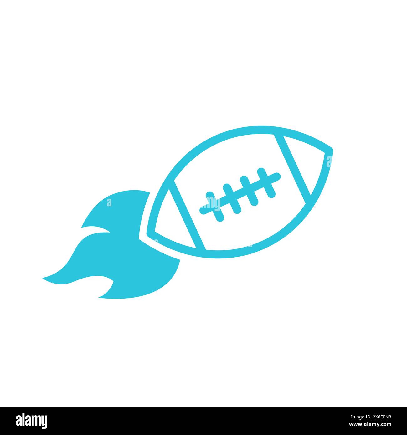 Flying rugby ball icon Isolated on white background. From blue icon set ...