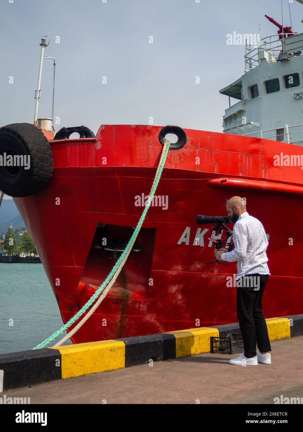 Batumi, Georgia. 05.10.2024 atmosphere of a seaport. Pier at the cargo ...