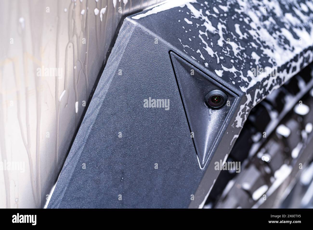 Close-Up of Tesla Cybertruck Side Camera During Wash Stock Photo - Alamy
