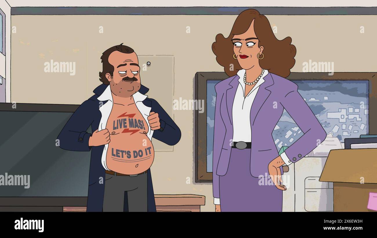 GRIMSBURG, from left: Marvin Flute (voice: Jon Hamm), Chief Stamos ...