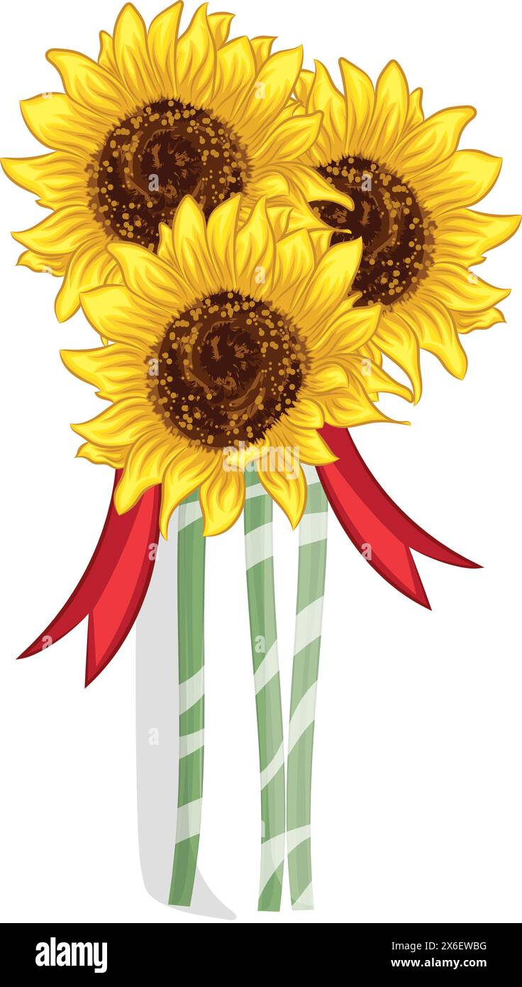 Realistic detailed sunflowers bouquet Vector Stock Vector Image & Art ...