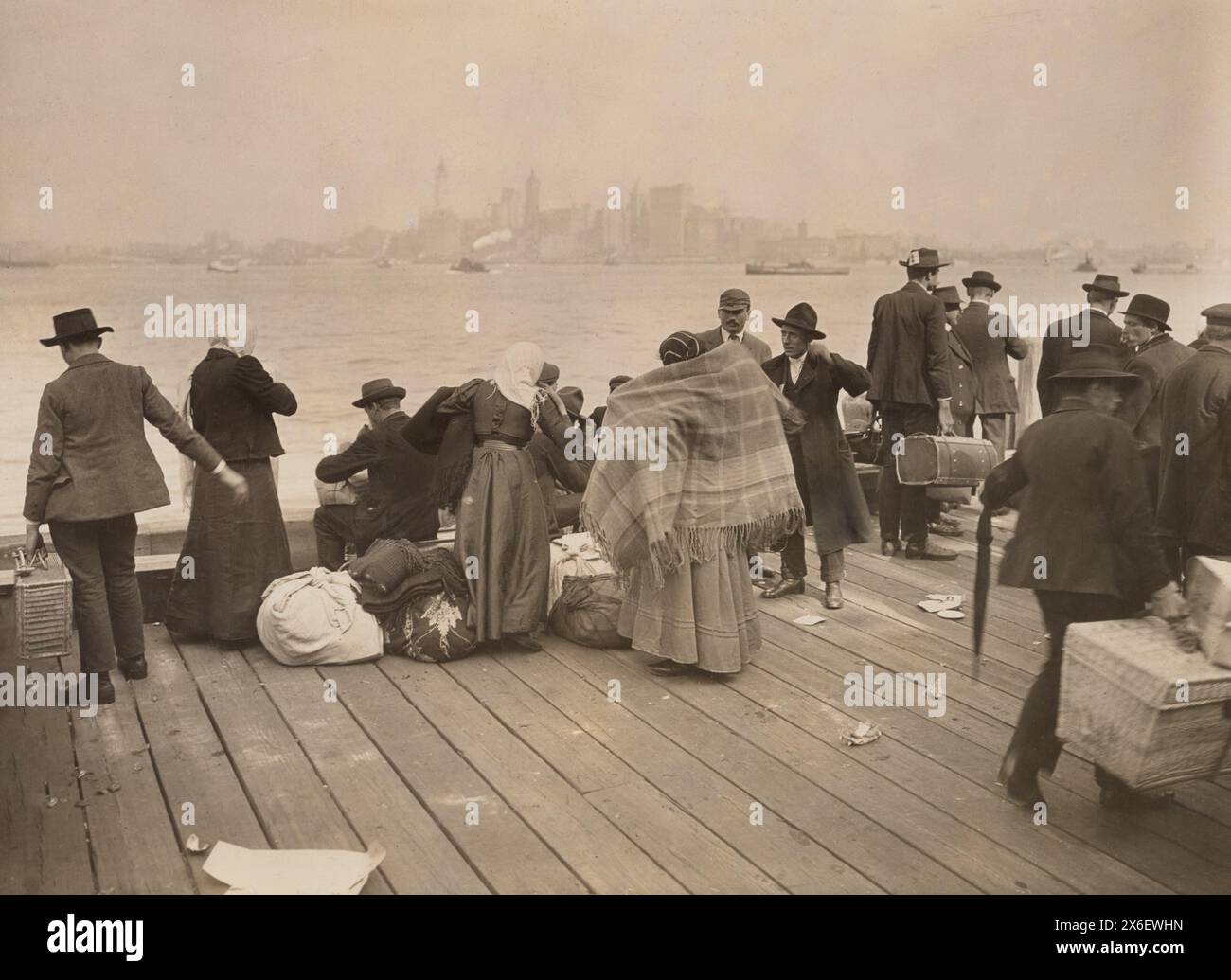 Immigrants waiting to be transferred, Ellis Island, New York City, New ...