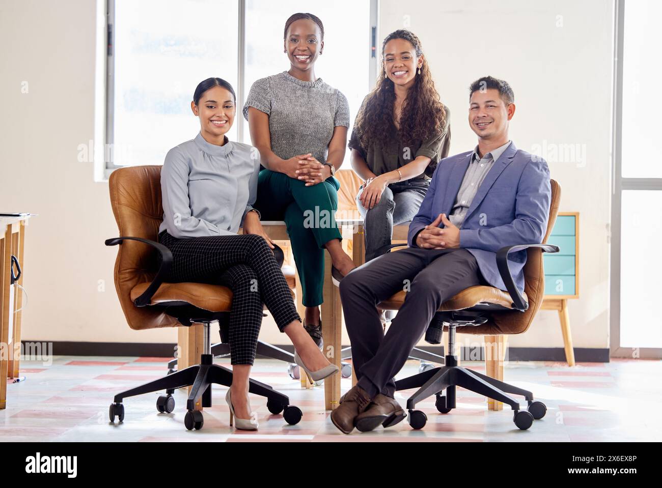 Office, coworkers and diversity with portrait, group and collaboration ...