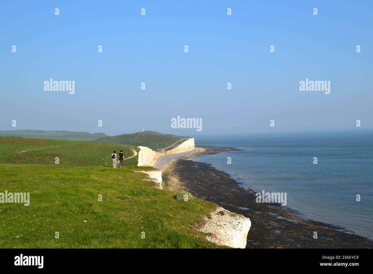 Seven Sisters cliffs near Birling Gap looking east in late afternoon in ...