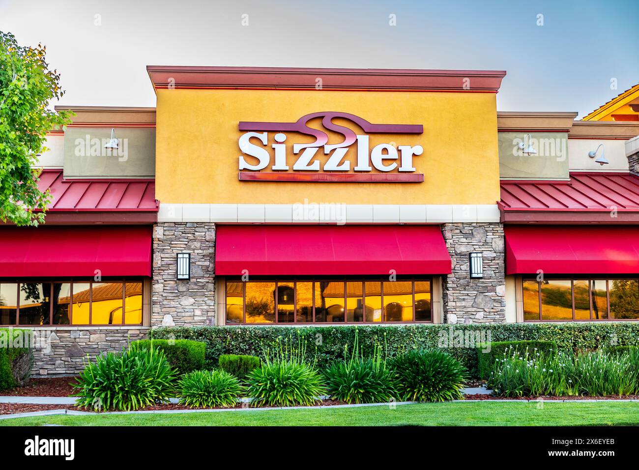 A Sizzler Restaurant in the California Central Valley town of Turlock ...