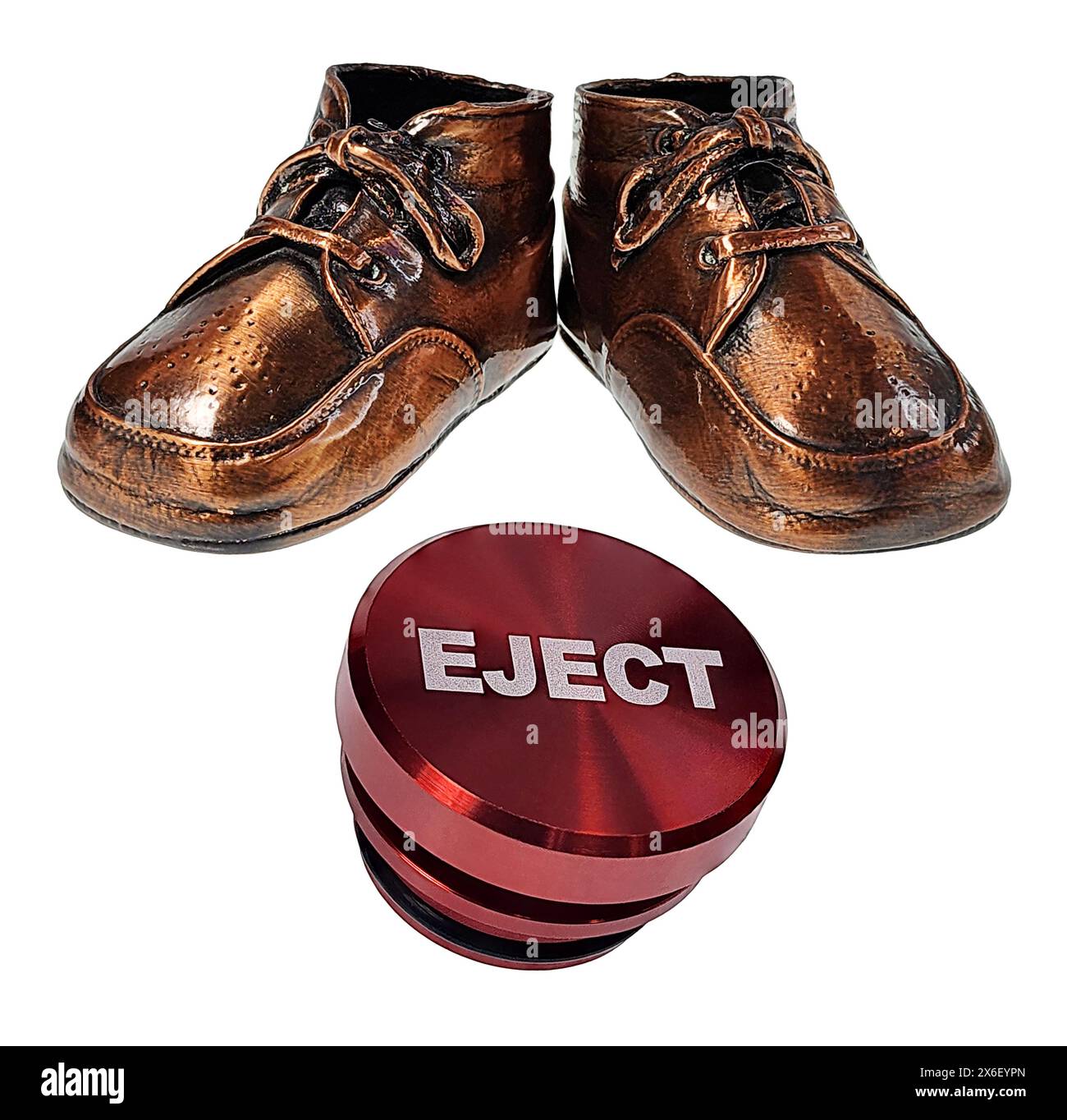 Bronzed baby shoes to memorialize childhood and an eject button to show ...