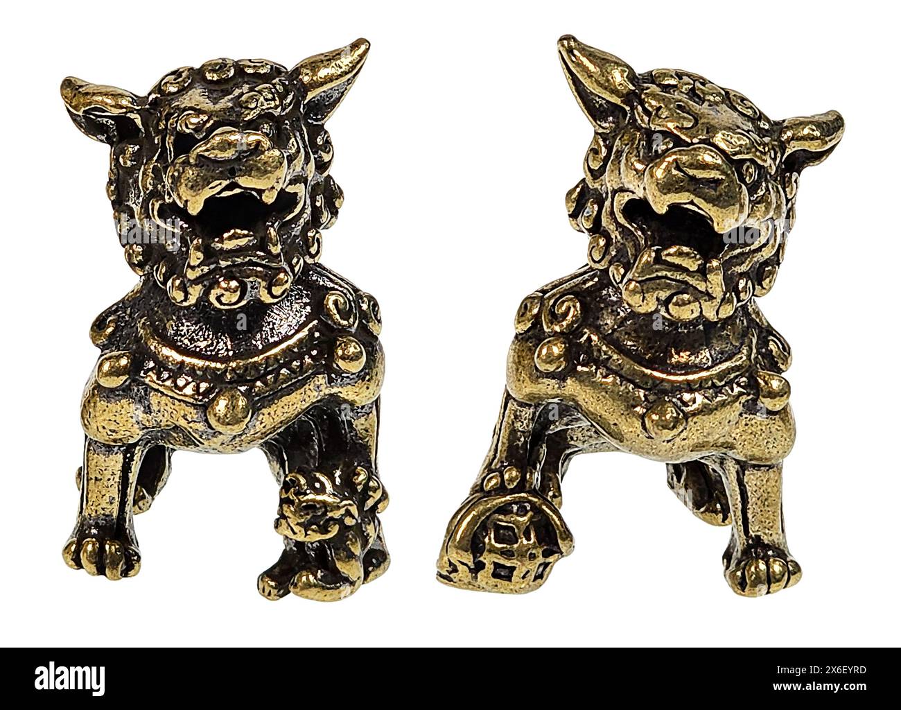 Front view of a female and male foo dog side by side Stock Photo - Alamy