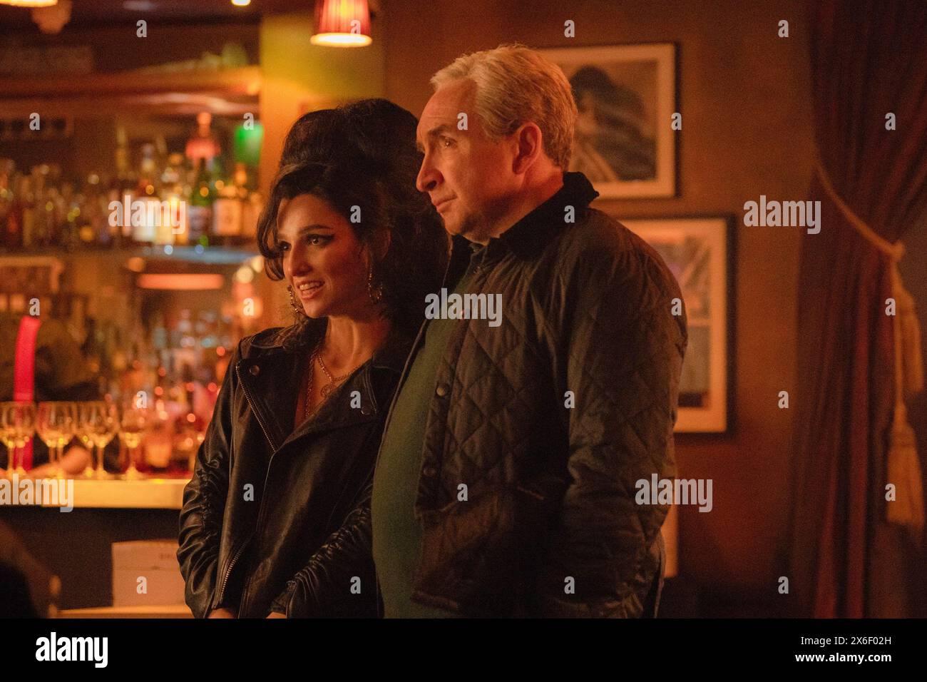 BACK TO BLACK, from left: Marisa Abela as Amy Winehouse, Eddie Marsan ...