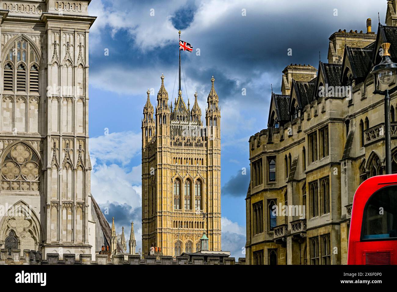 Union Jack flag, Victoria Tower, Palace of Westminster, London, England ...