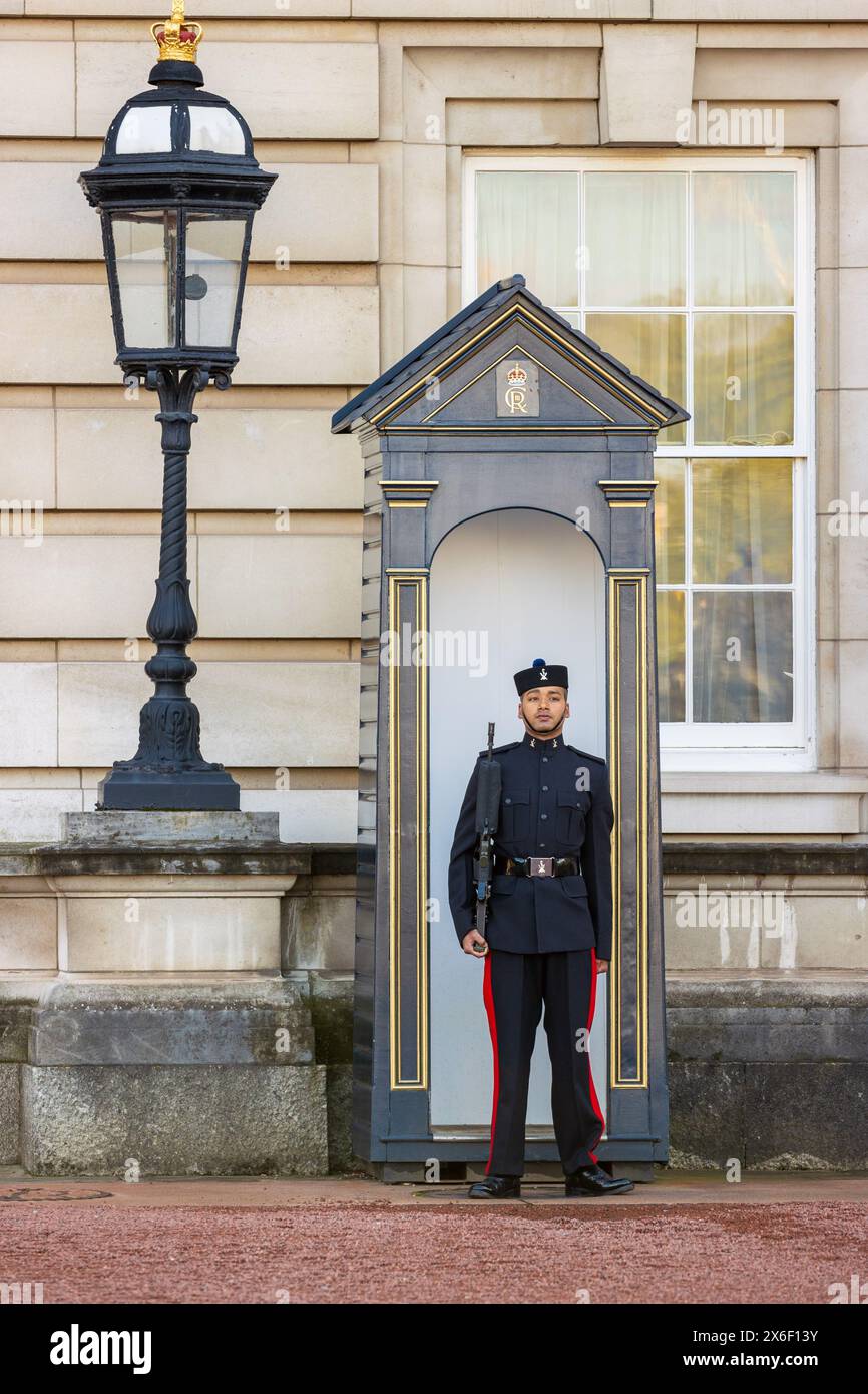 Queen’s Gurkha Signals guard at Buckingham Palace, London, Monday ...