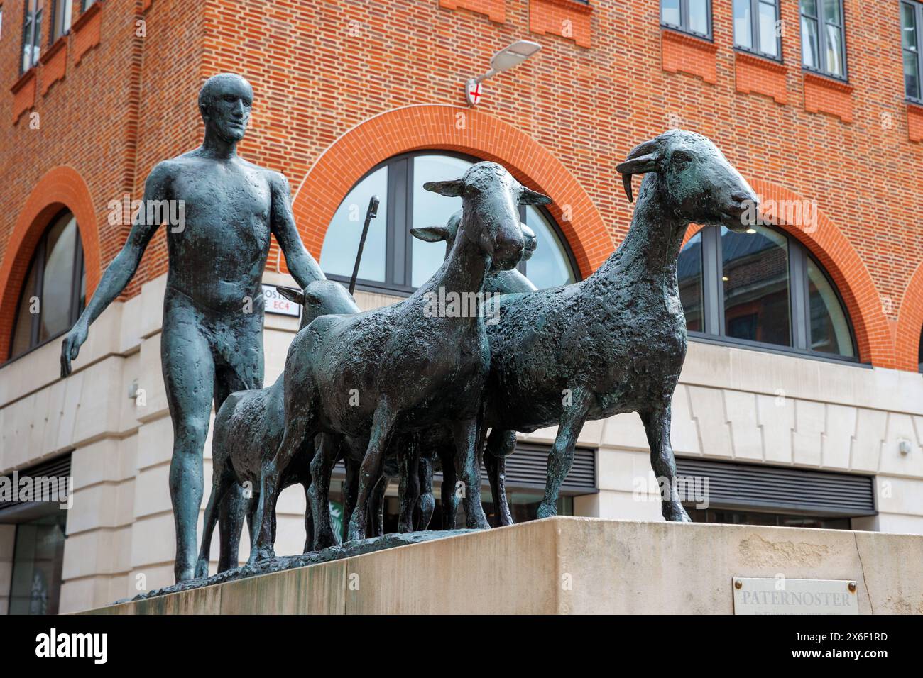 Shepherd with his Flock, Paternoster Square, London, Wednesday, May 01 ...