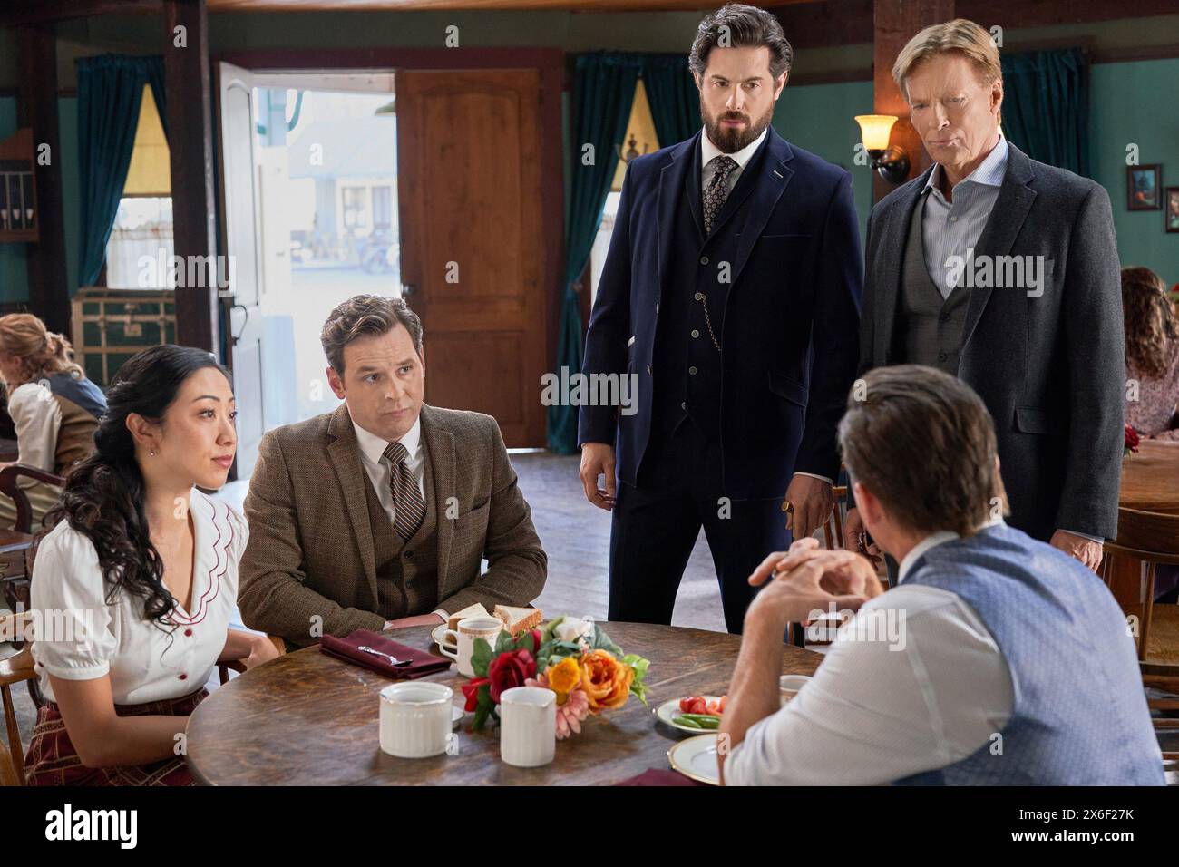 WHEN CALLS THE HEART, from left: Amanda Wong, Ben Rosenbaum, Kavan Smith, Jack Wagner, Chris ...