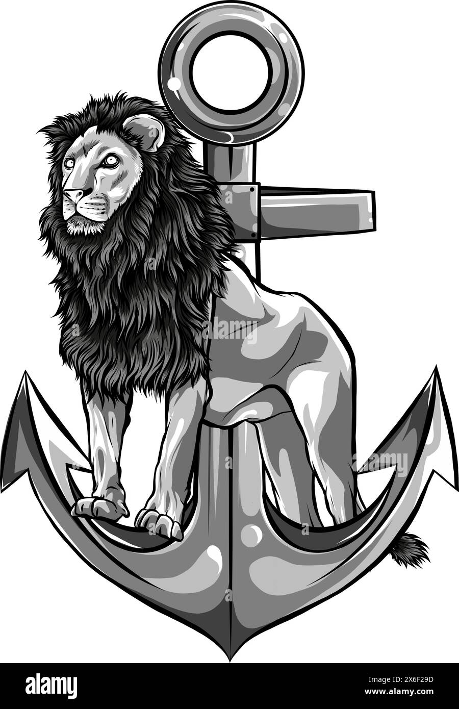 vector illustration of Lion with anchor design Stock Vector Image & Art ...