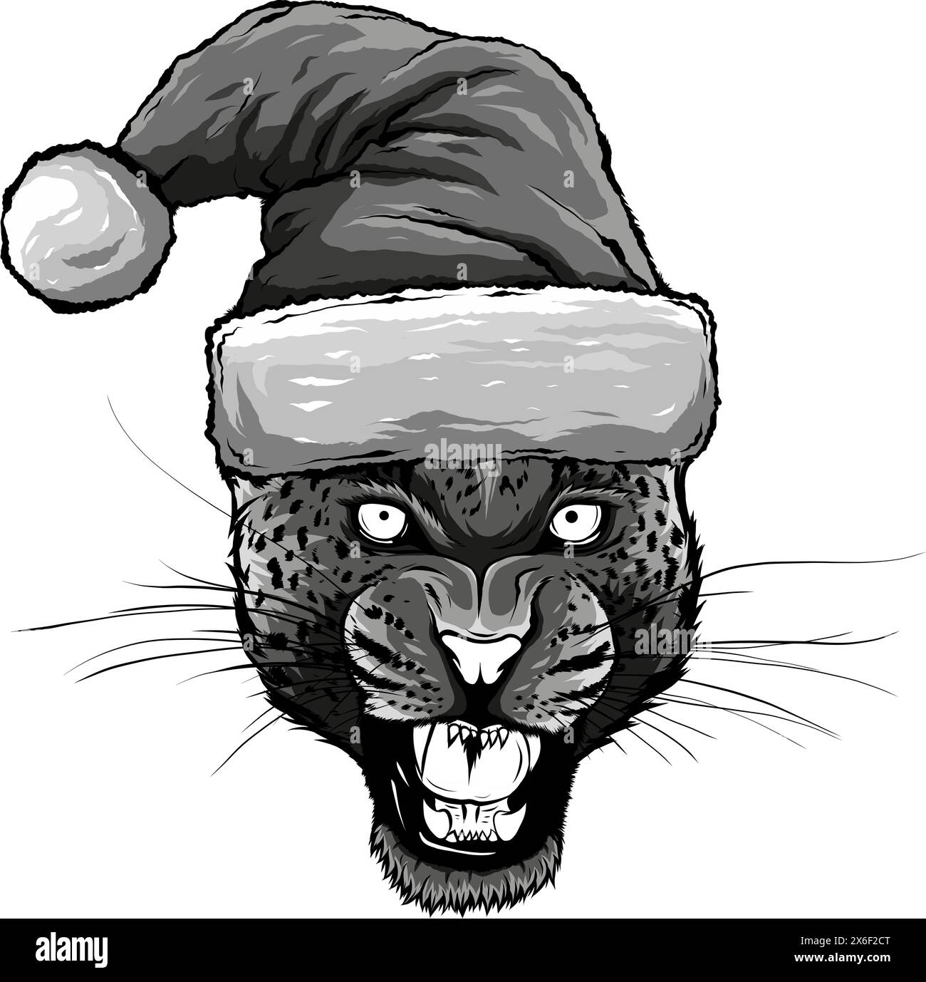 Leopard head. Line art. Vector isolated illustration on white. Hand ...