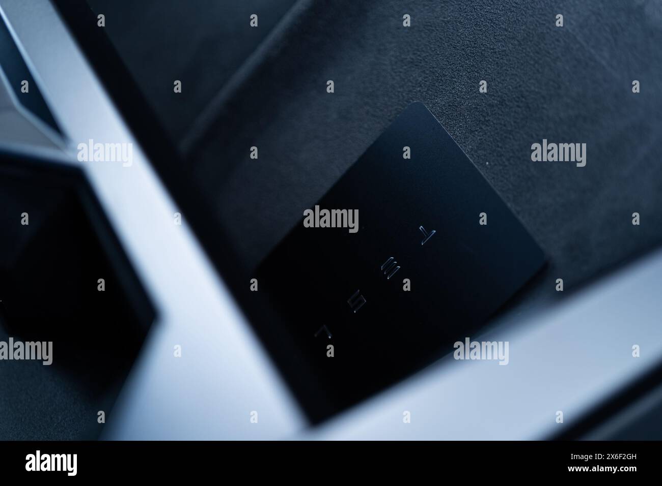 Close-Up of Tesla Cybertruck Key Card in Holder Stock Photo - Alamy
