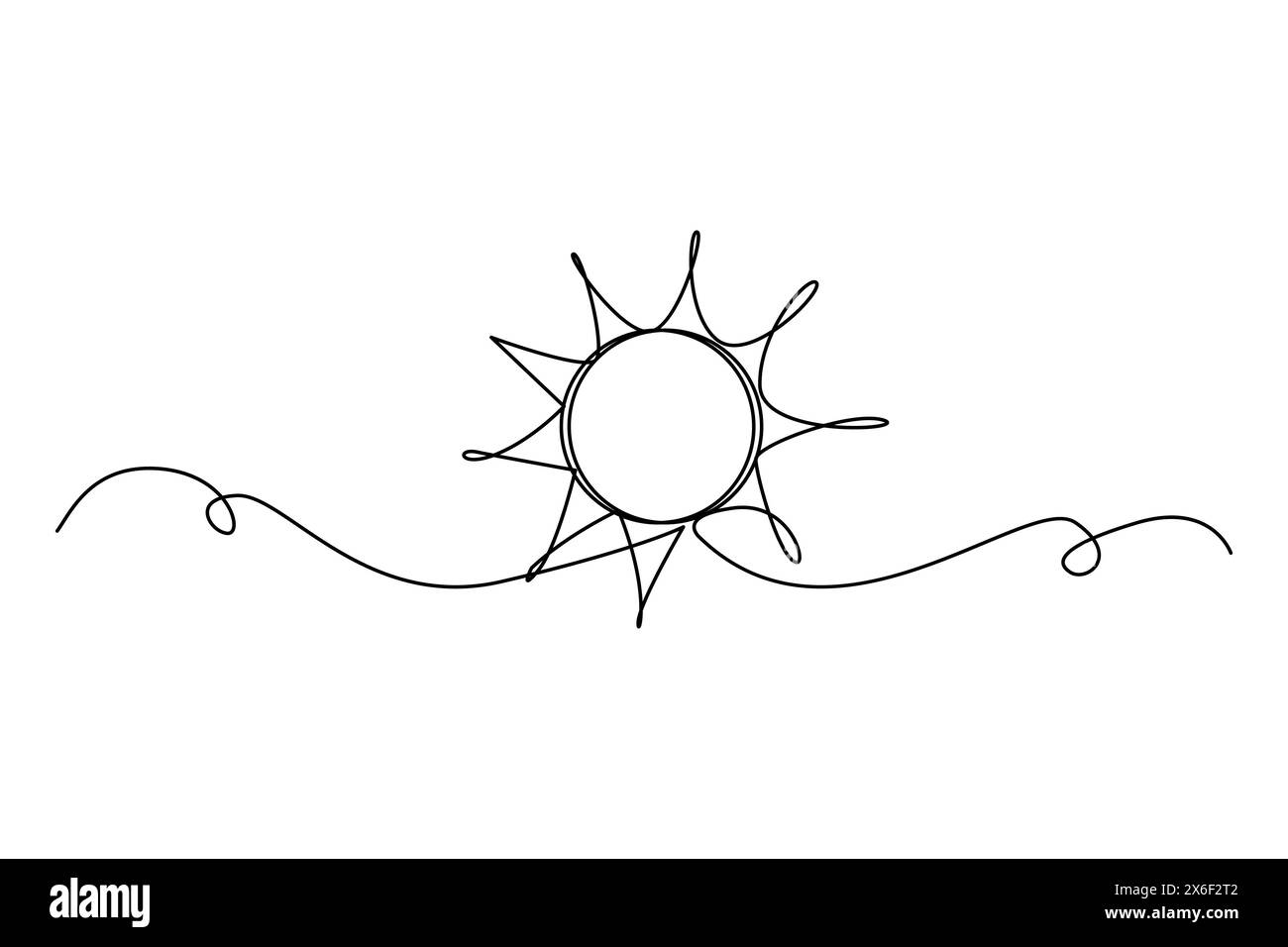Minimalist illustration of the sun drawn with a single line, featuring ...