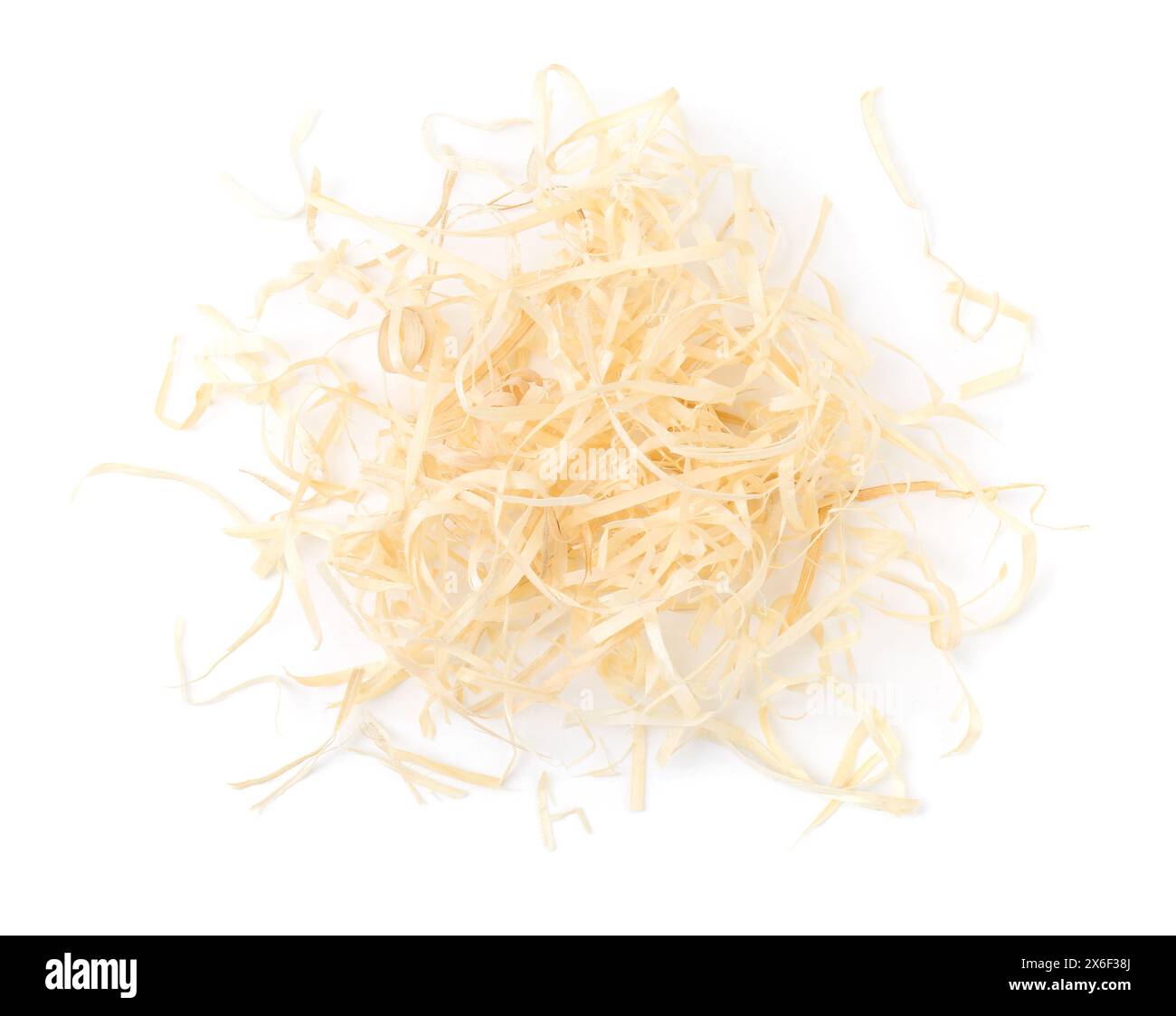 Pile of wood shavings isolated on white, top view Stock Photo - Alamy