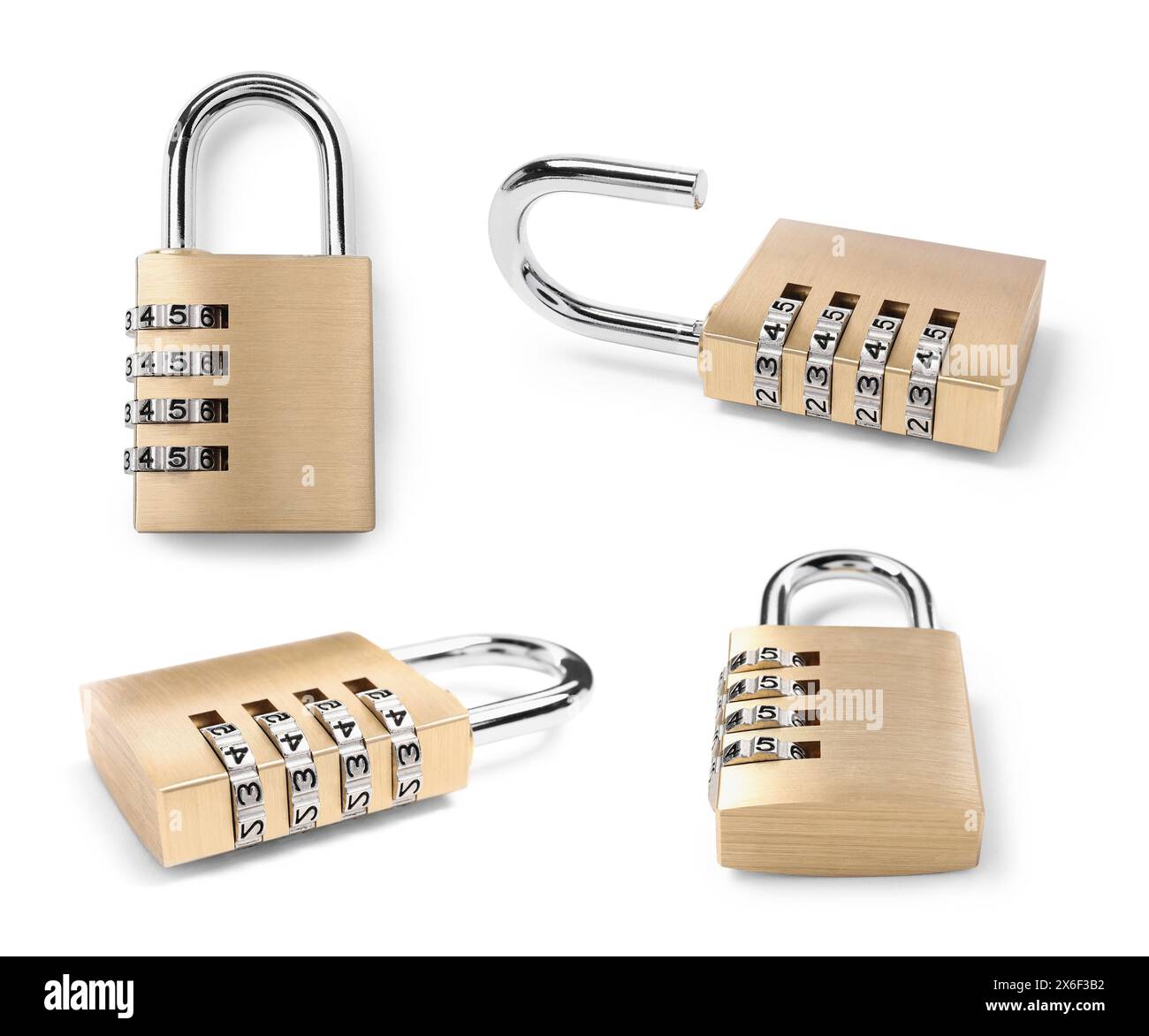 Steel combination padlock isolated on white, different sides. Set Stock ...